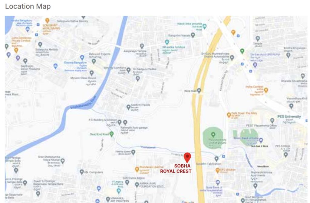Sobha Royal Crest location - SOBHA HOMES